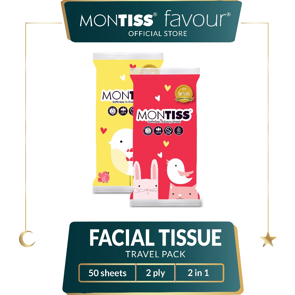 Jual Montiss Travel Pack Tissue 50 Sheets 2 In 1 SB | Shopee Indonesia