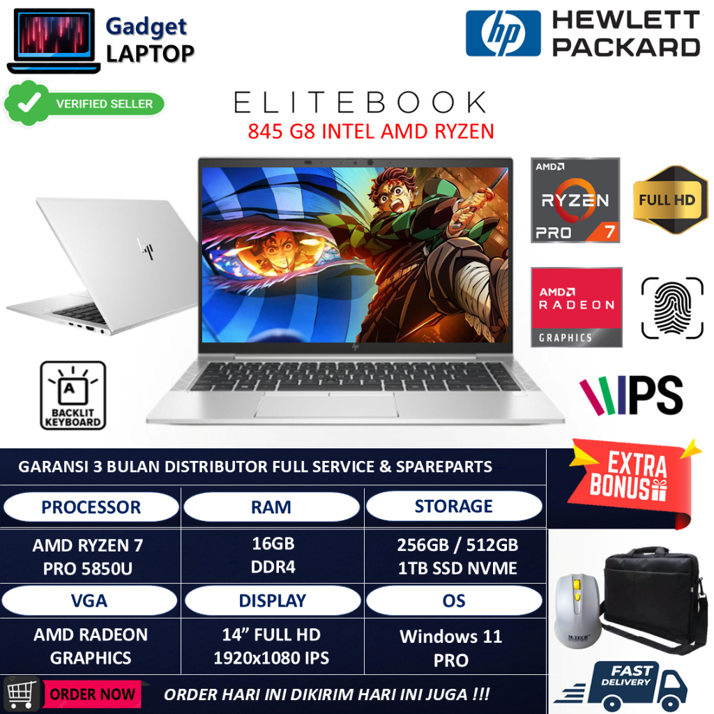 Jual Laptop HP EliteBook 845 G8 Amd Ryzen 7 Pro 5850U 16GB 1TB 14 Inch Full HD IPS Windows 11 ...