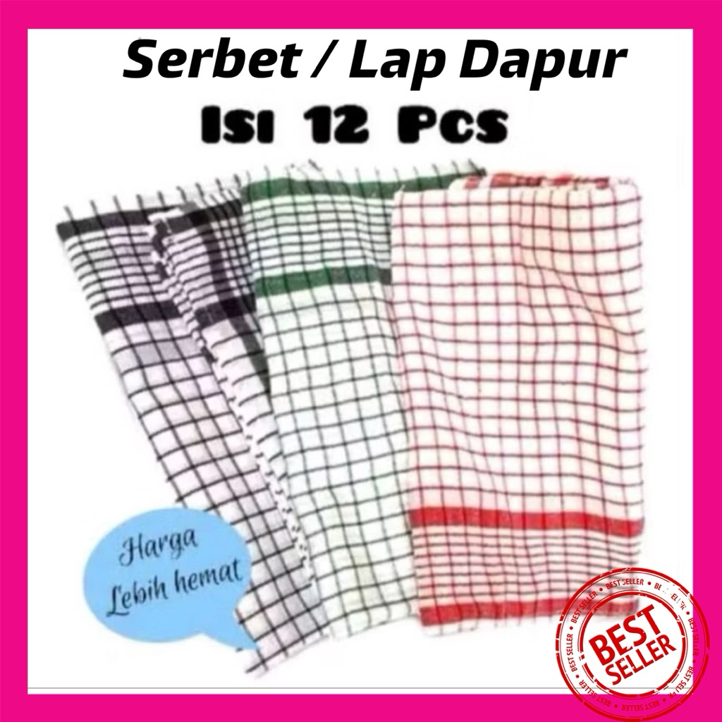Jual Kain Lap Serbet Dapur isi 12 Pcs Serbet Dapur Murah / Kain Lap ...