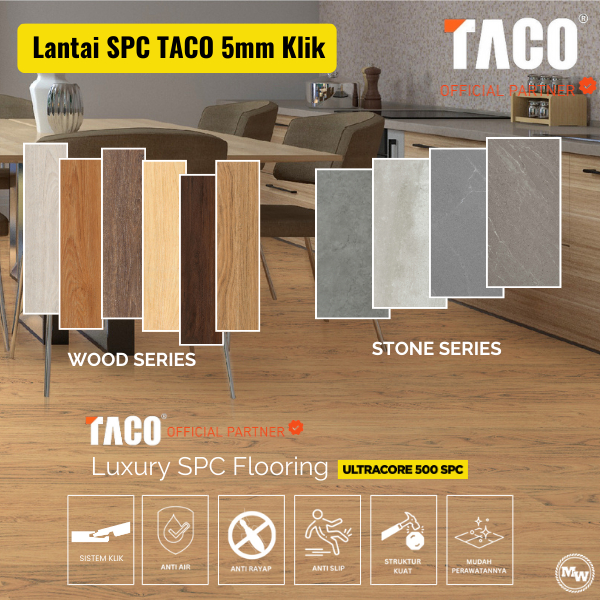 Jual TACO SPC Lantai 5mm - ULTRACORE 500 SPC Klik Motif Kayu dan Batu ...
