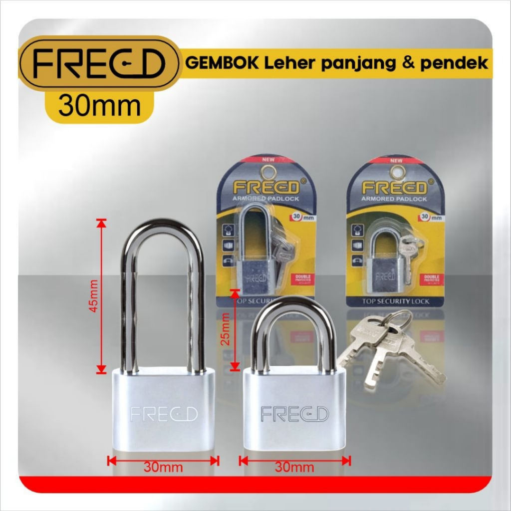 Jual Gembok Freed Ukuran 30mm 40mm 50mm 60mm Leher Pendek / Leher ...