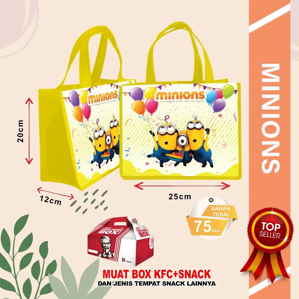 Jual Tas Ultah motif MINION Goodie Bag Souvenir Ulang Tahun Aqiqah Nama ...