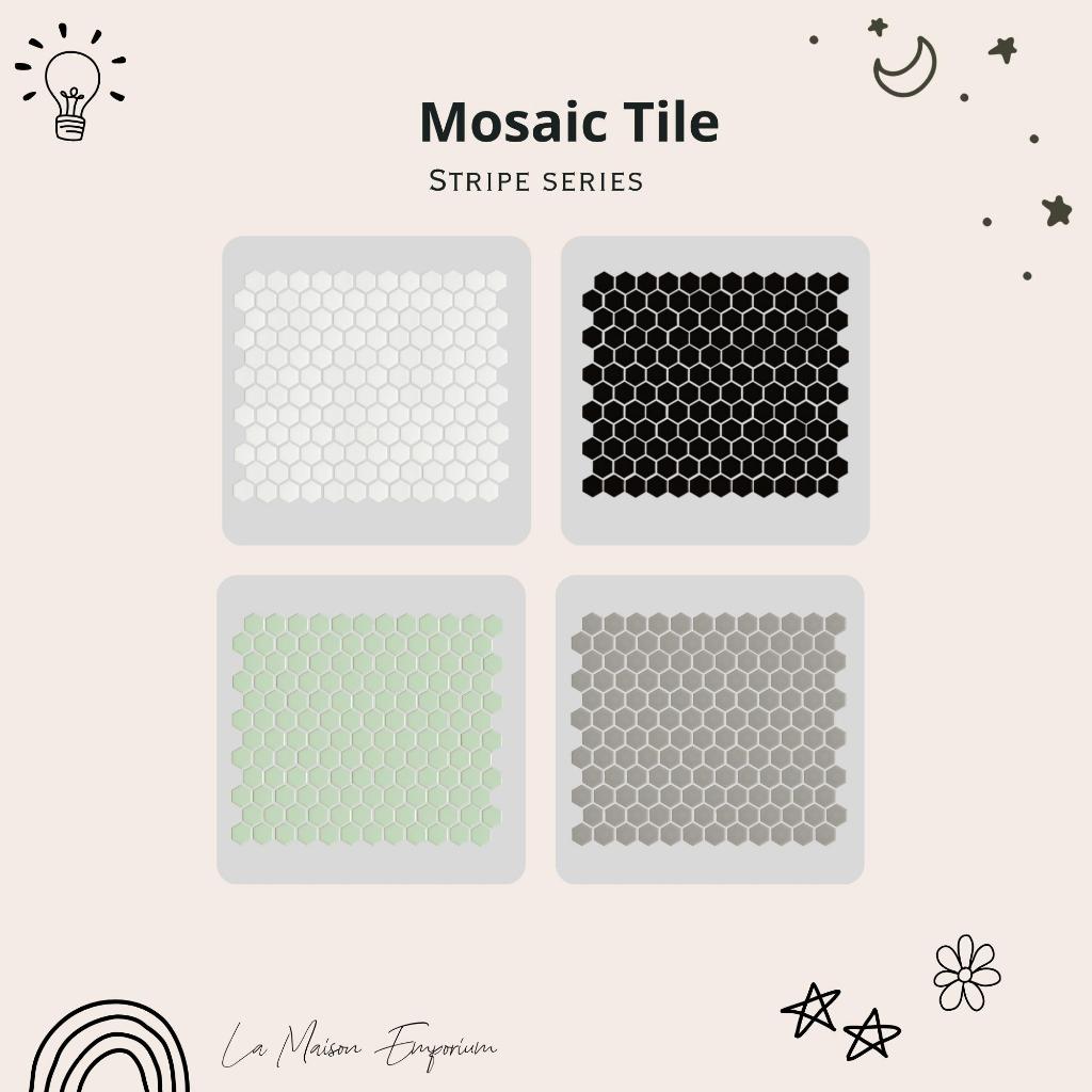 Jual Mosaic Tile Hexagon green grey white black / Mosaik Hexagon ...