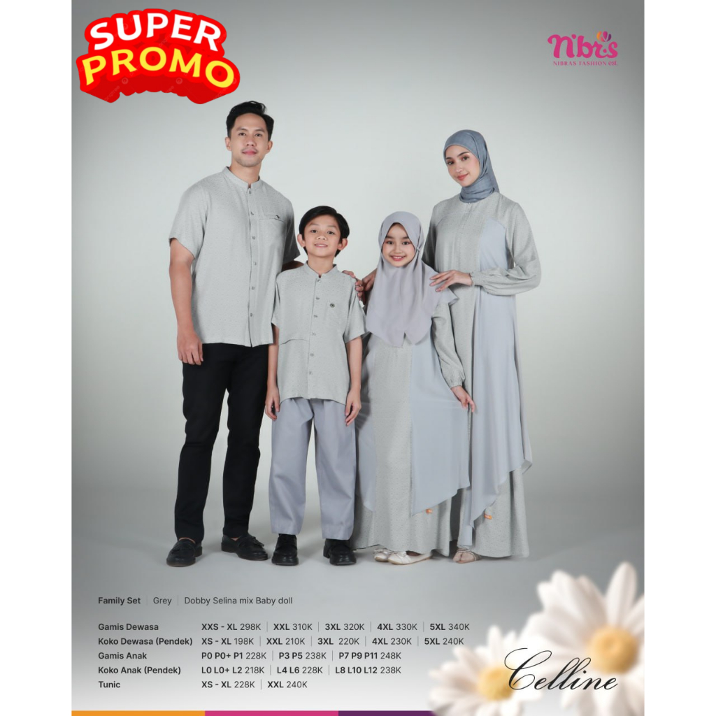 Jual [SUPER PROMO] NIBRAS CELINE SERIES [GREY] SARIMBIT RAYA SERIES ...