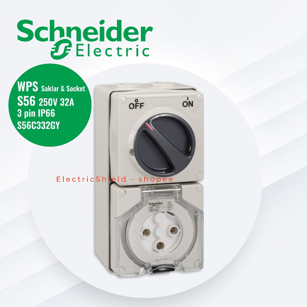 Jual WPS Schneider Saklar & Socket S56 250V 32A 3 pin IP66 - S56C332GY ...