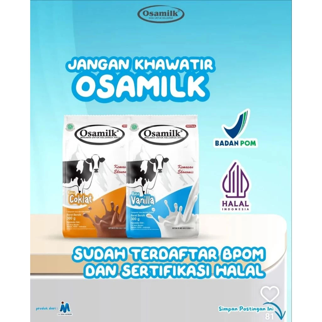 Jual Osamilk 500gr Original - Rasa Vanilla dan Cokelat | Shopee Indonesia