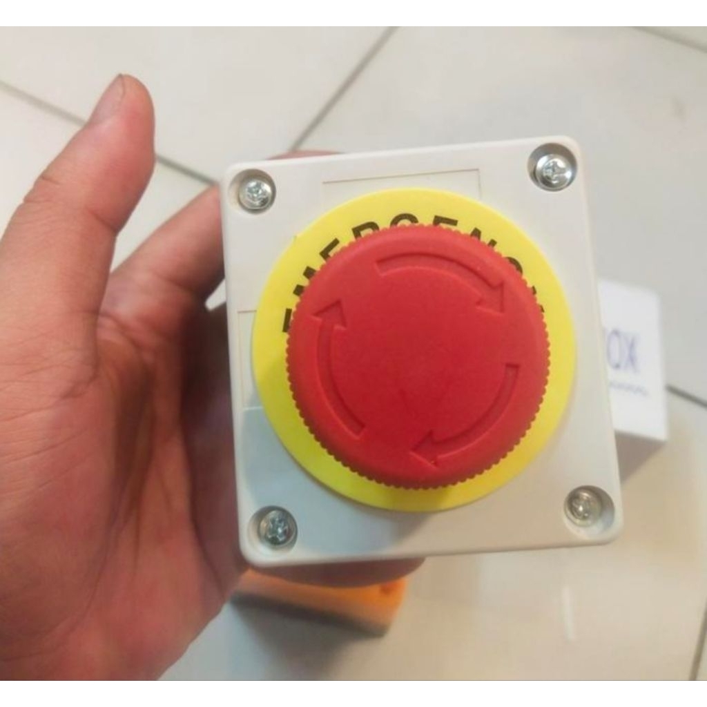 Jual Tombol Push Button Emergency Plus Box Plus Name Plate | Shopee ...