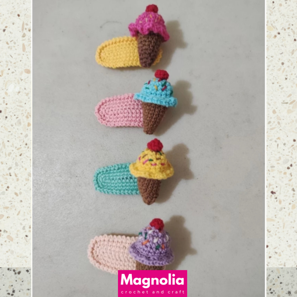Jual Aksesoris jepitan kep pita rambut wanita rajut handmade ice cream ...