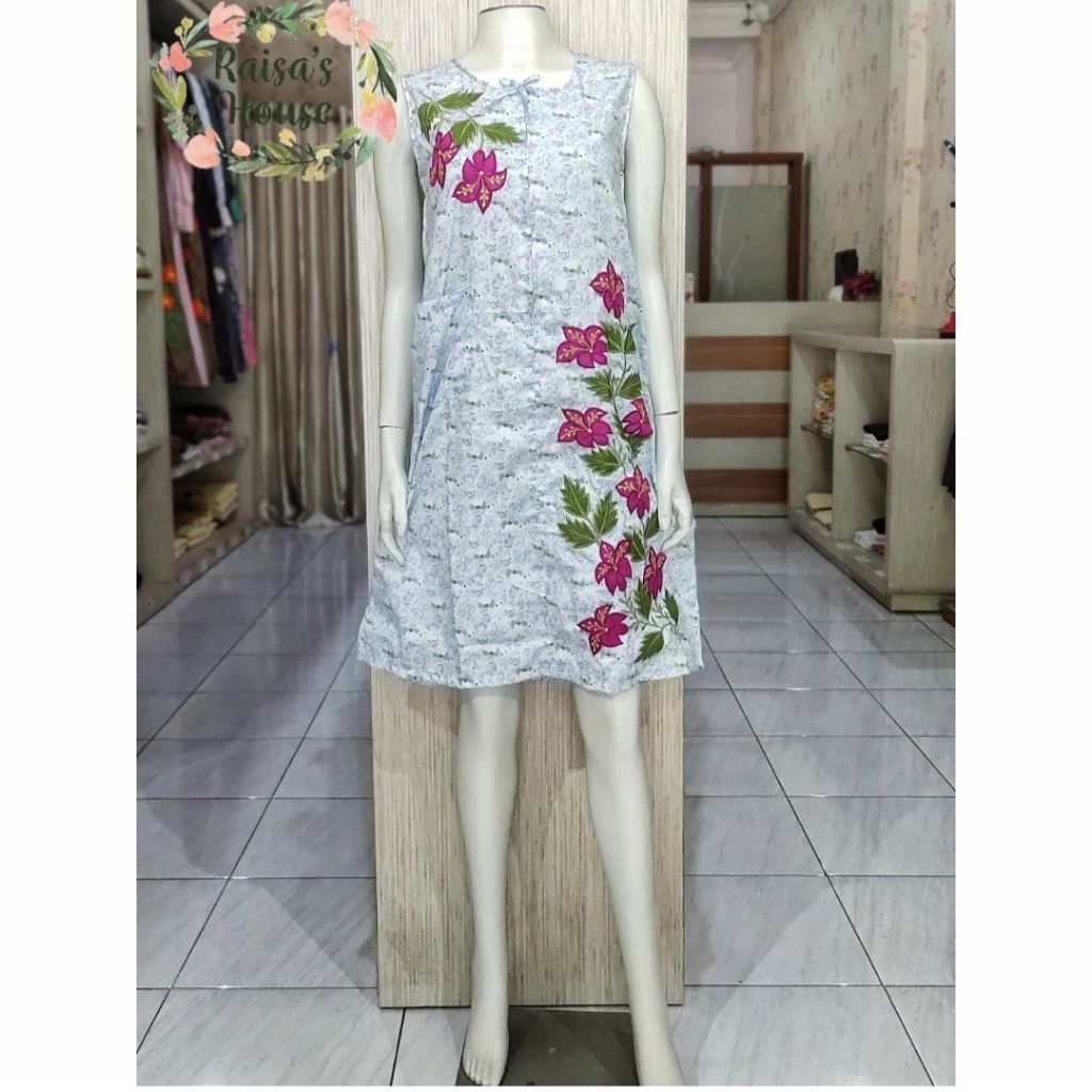 Jual DASTER PENDEK REMAJA BORDIR KHAS MALANG I BUNGA - BABY BLUE TANPA ...