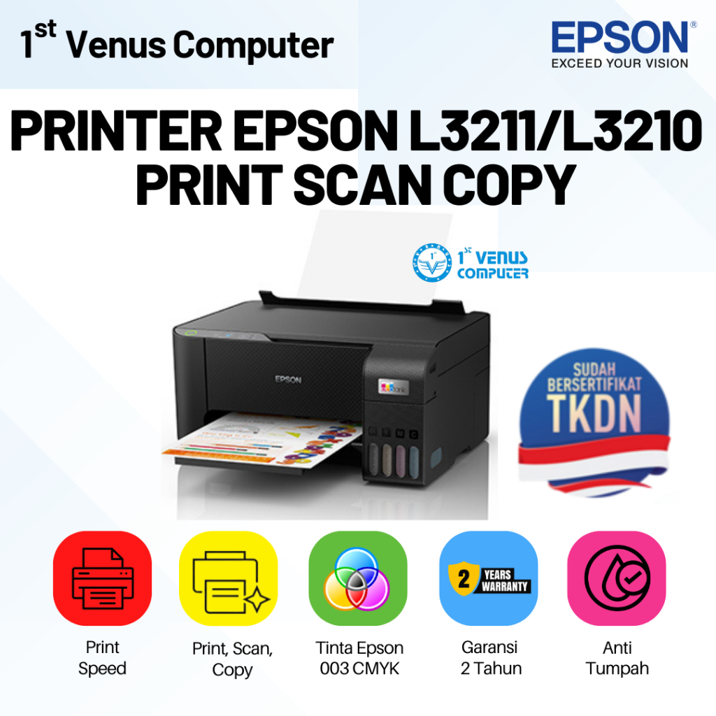 Jual TKDN PRINTER EPSON L3211 PRINT SCAN COPY PENGGANTI L3210 GARANSI RESMI / PRI55-EPS | Shopee ...