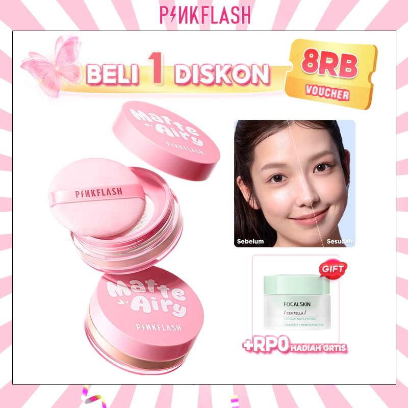 Jual PINKFLASH AiryMatte Loose Powder 16H Oil Control Soft Matte Loose ...
