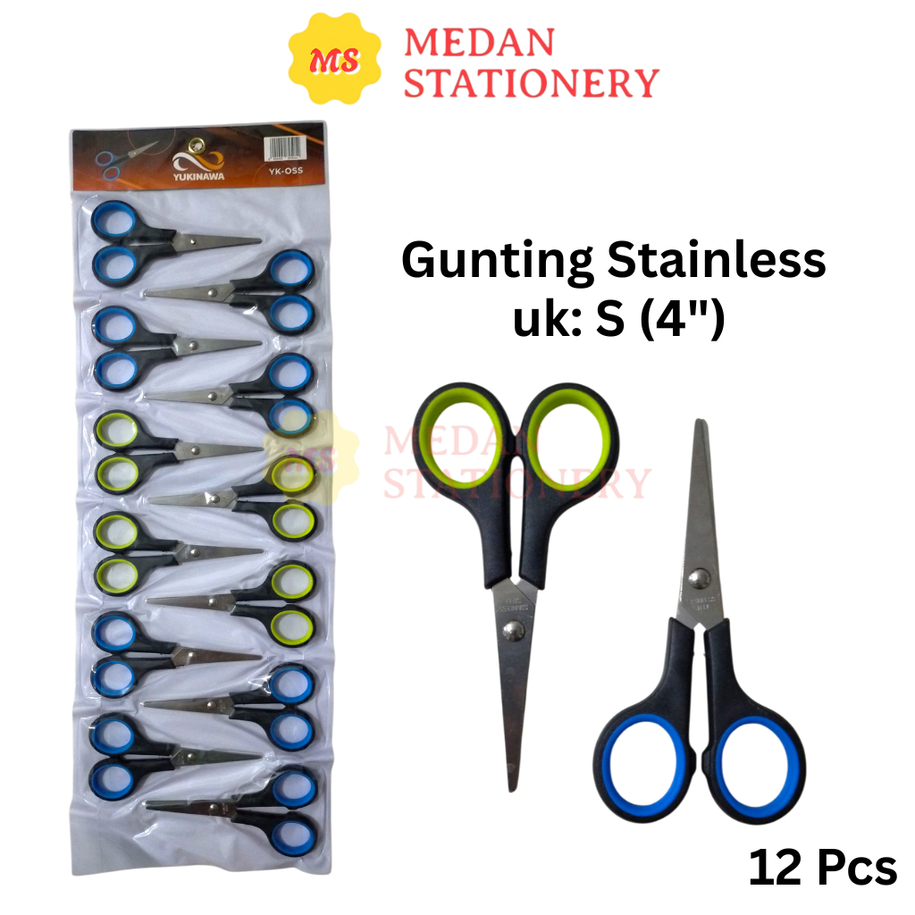 Jual Gunting Stainless Per Lusin Ukuran Kecil 12CM Scissor Rentengan 12 ...