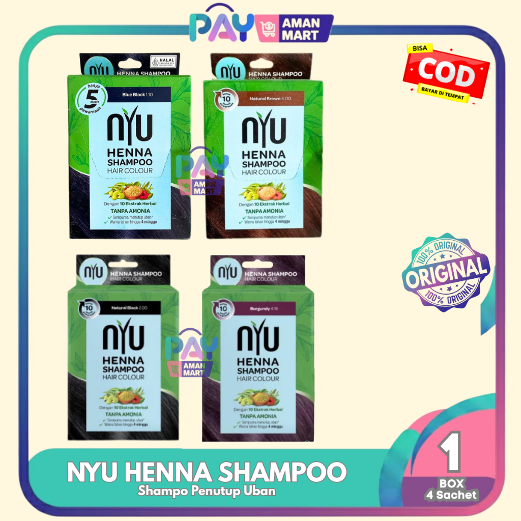 Jual NYU HENNA Shampoo BOX (4 SACHET) Hair Colour - Sampo Pewarna ...