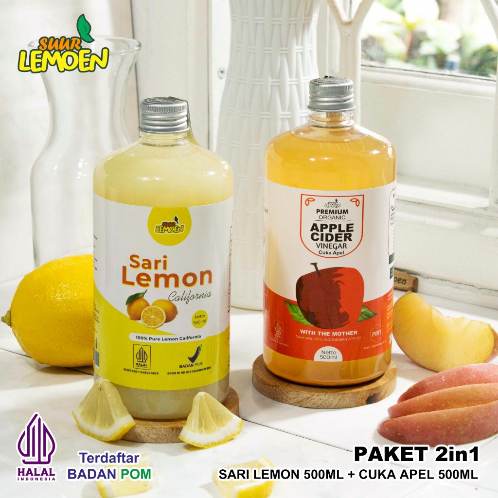Jual Suur Lemoen Paket Bundling Cuka Apel 500 ml dan Sari Lemon 500 ml ...