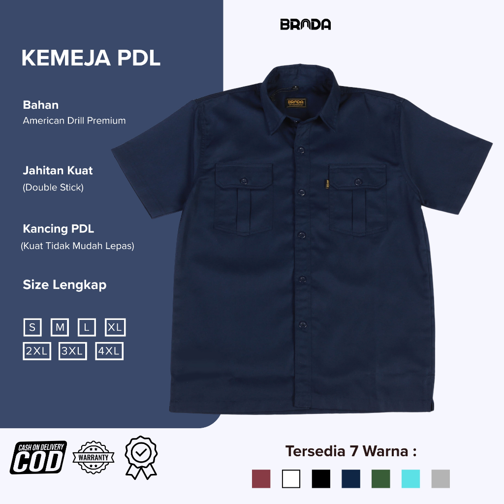 Jual BRADA - Kemeja PDL PDH Drill / Baju Atasan Seragam Kerja Lapangan ...