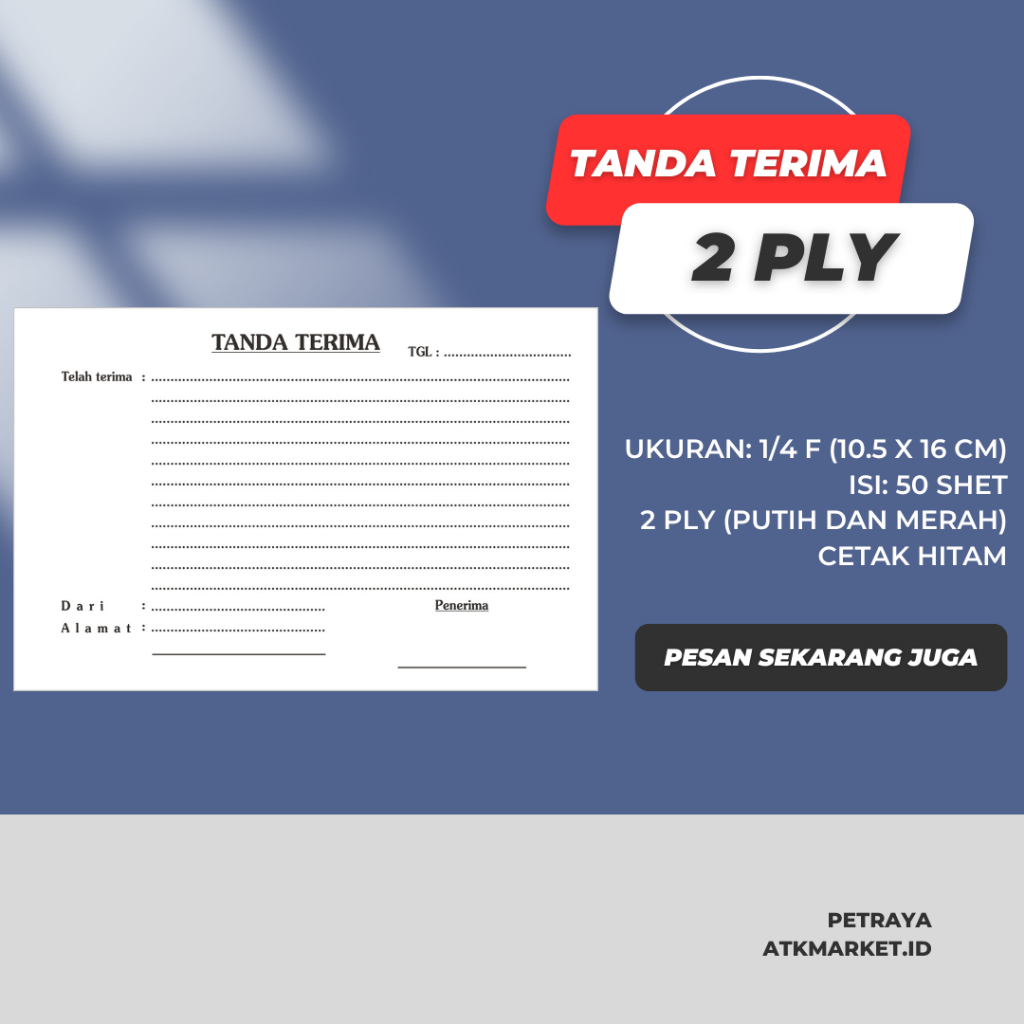Jual Tanda Terima Ukuran 1/4 F 2 Ply Putih dan Merah Isi 50 Sheet ...