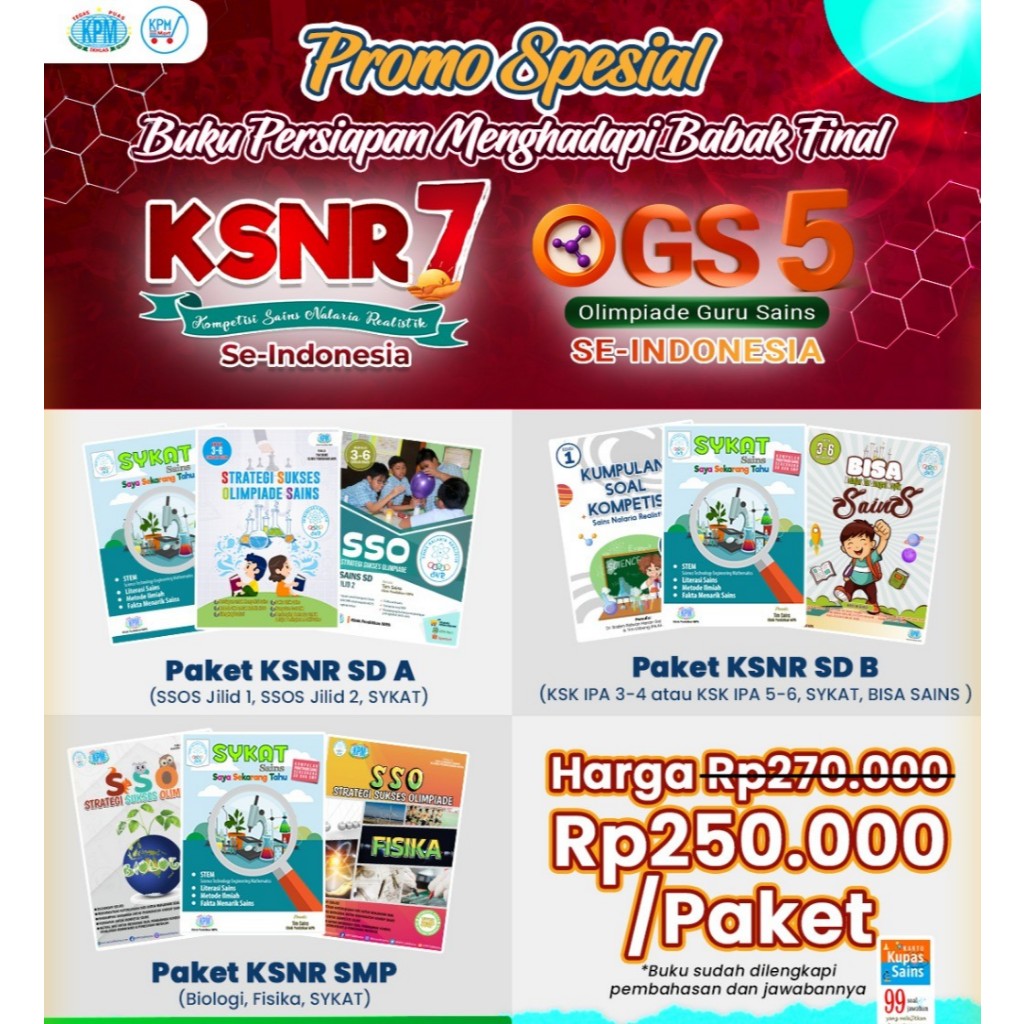 Jual PAKET 3 Buku Final KSNR SD A 19 Oktober 2025 Free Permainan Sains ...