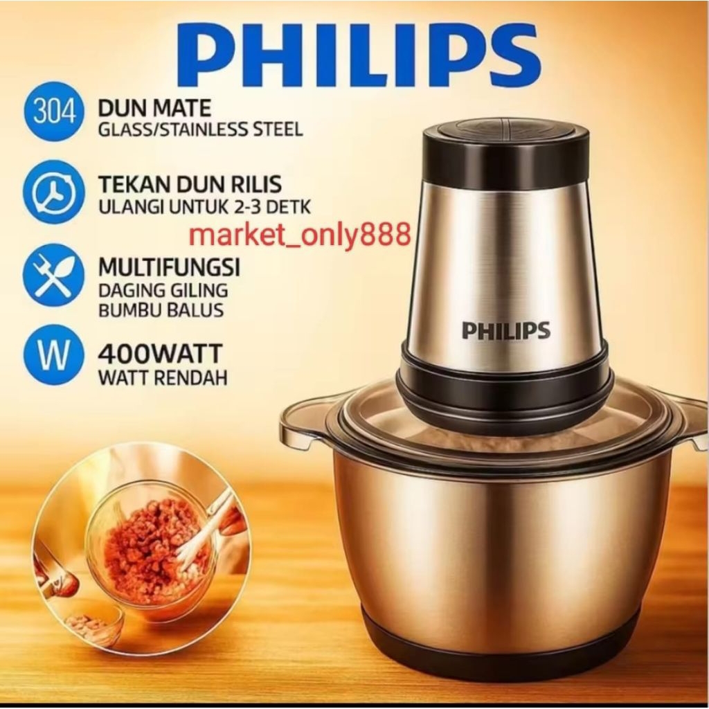 Jual Chopper penggiling daging multifungsi, Chopper meat grnder Philips 2L | Shopee Indonesia