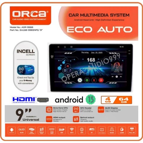 Jual TERBARU DARI ORCA Head unit Orca ECO Auto Ram 4/64 GB 9 inch HDMI ...