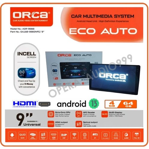 Jual PRODUK TERBARU Head unit Orca ECO Auto Ram 4/64 GB 9 inch HDMI ...