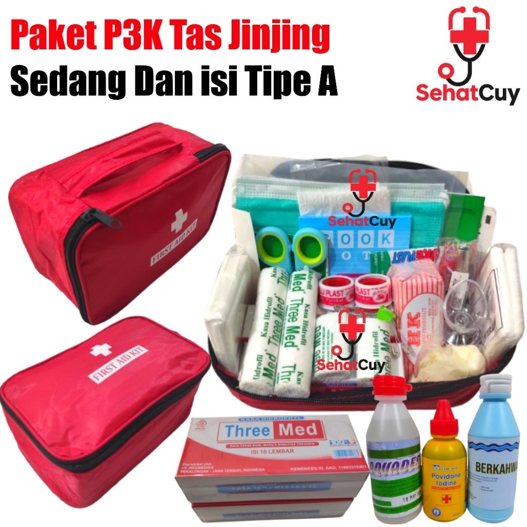 Jual Paket P3K Tas Jinjing Sedang Plus Dengan Isi Lengkap Tipe A / P3k ...