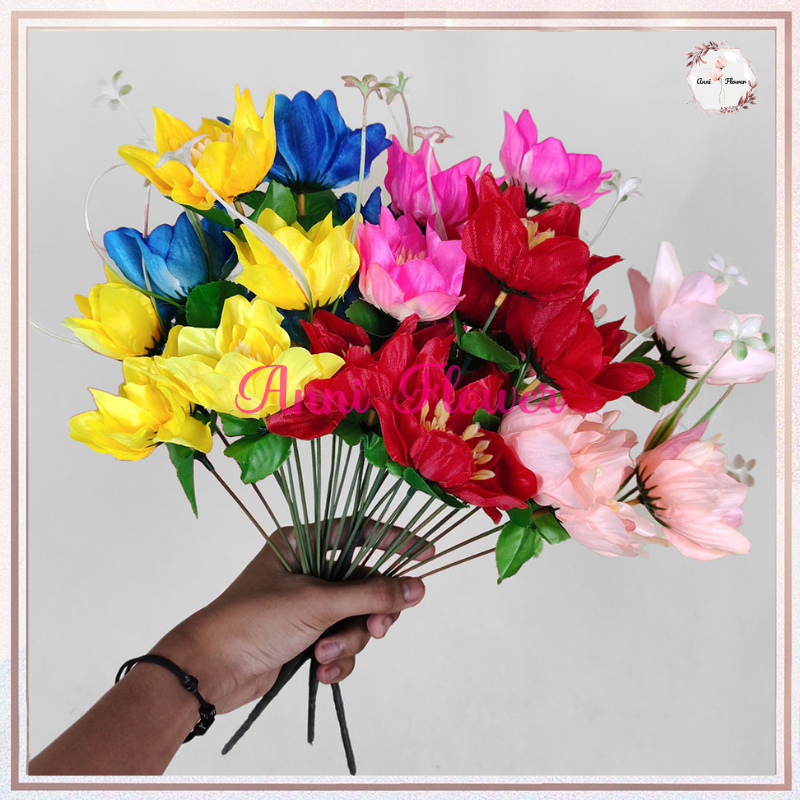 Jual Bunga Aster Mangkok Cabang 6 Bunga Kain Hias - Artificial Buatan ...