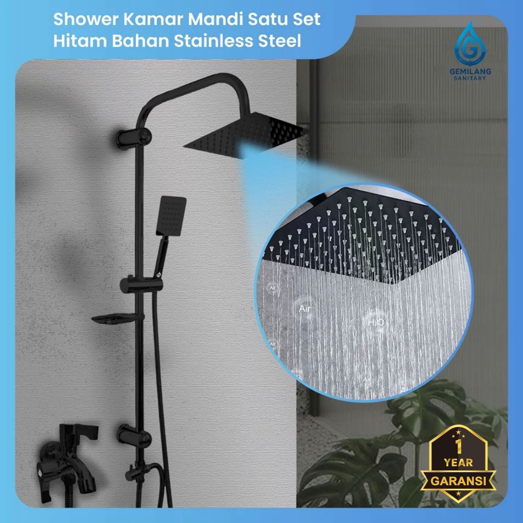 Jual Rain Shower Set Kamar Mandi Satu Set Head Shower Bahan Stainless ...