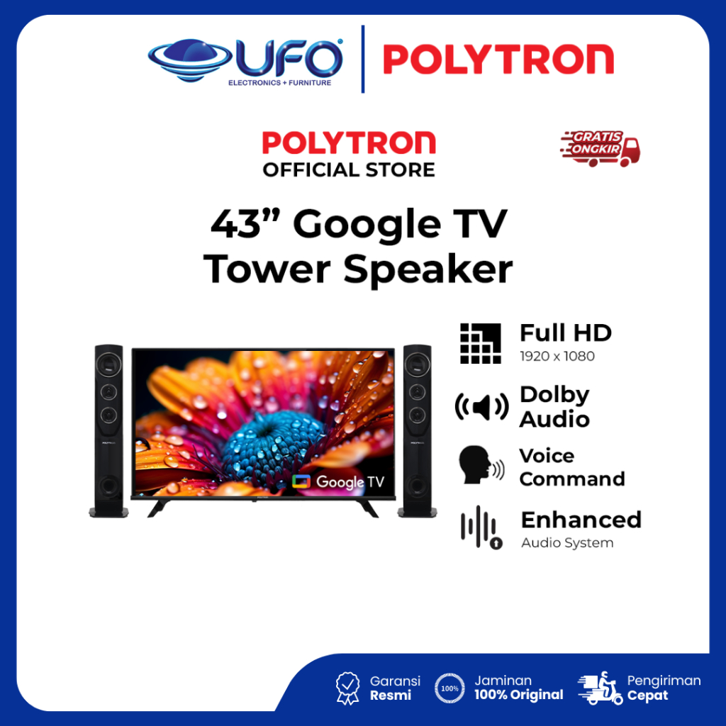 Jual POLYTRON TV PLD43TA5055+SPKT1043 Led Smart Cinemax Android TV 43 ...