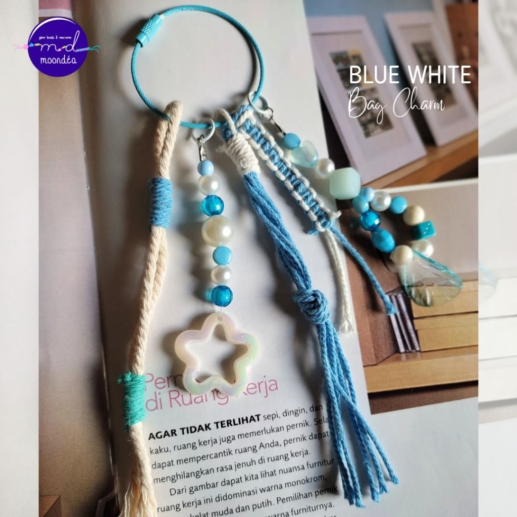 Jual MOONDÉA Sweet Serenity Macrame Bag Charm White Blue Custom DIY ...