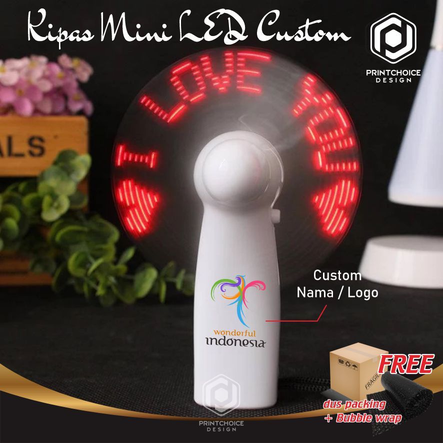 Jual Kipas Custom LED Grafir Nama Logo Perusahaan Portable Mini Fan ...