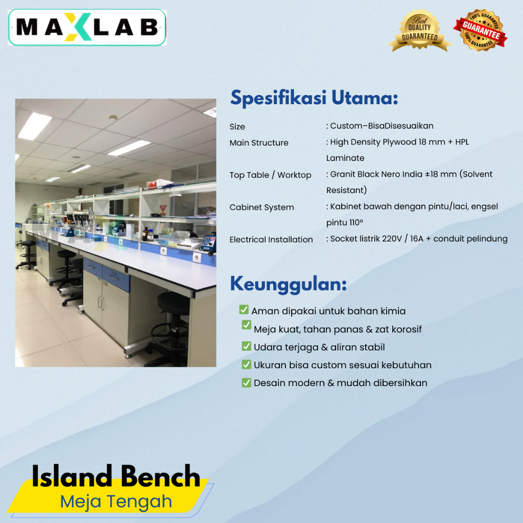 Jual Meja Laboratorium MaxLab | Meja Tengah Laboratorium Premium Tahan Bahan Kimia | Shopee ...