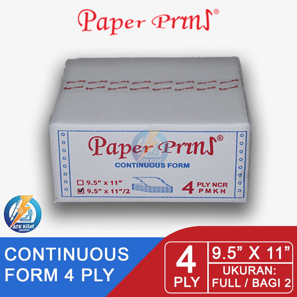 Jual KERTAS CONTINUOUS FORM 4 PLY PAPER PRINT 9.5 X 11 FULL BAGI 2 PRS ...
