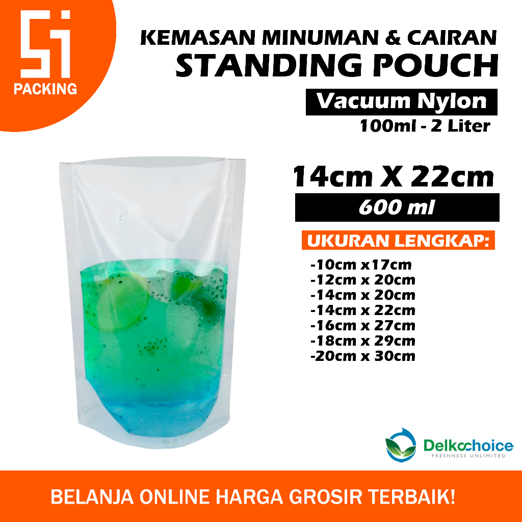 Jual STANDING POUCH 14X22 VACUUM NYLON CLEAR NON ZIPLOCK KEMASAN VAKUM ...