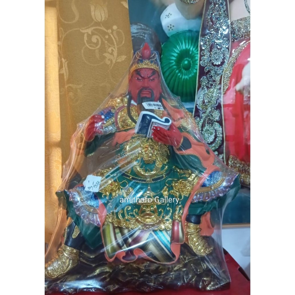 Jual Patung Kwan kong/ kwankong / Guan yu 16" duduk baca buku bendera ...