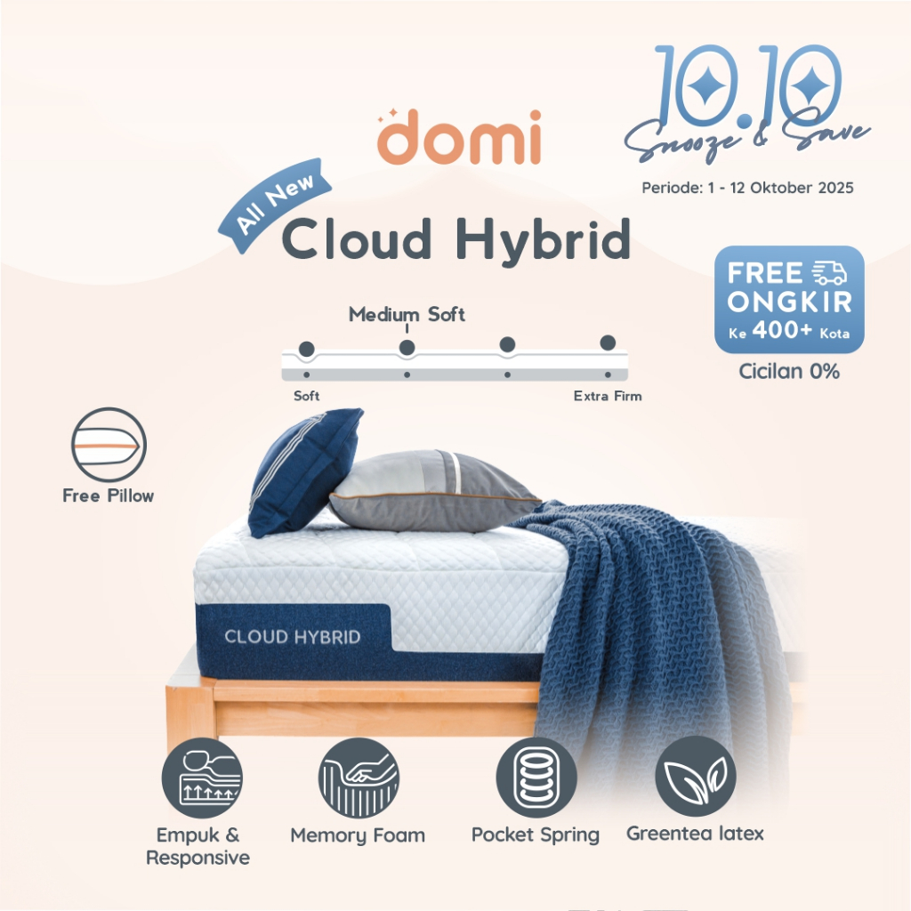 Jual Domi Cloud Hybrid Mattress 28cm / Kasur Pocket Spring Green Tea ...