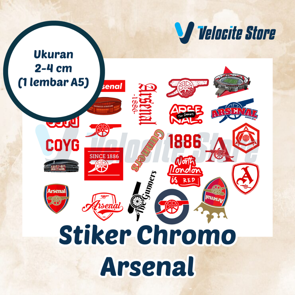 Jual Stiker Chromo Premium Arsenal 2-4 cm (1 lembar A5) | Shopee Indonesia
