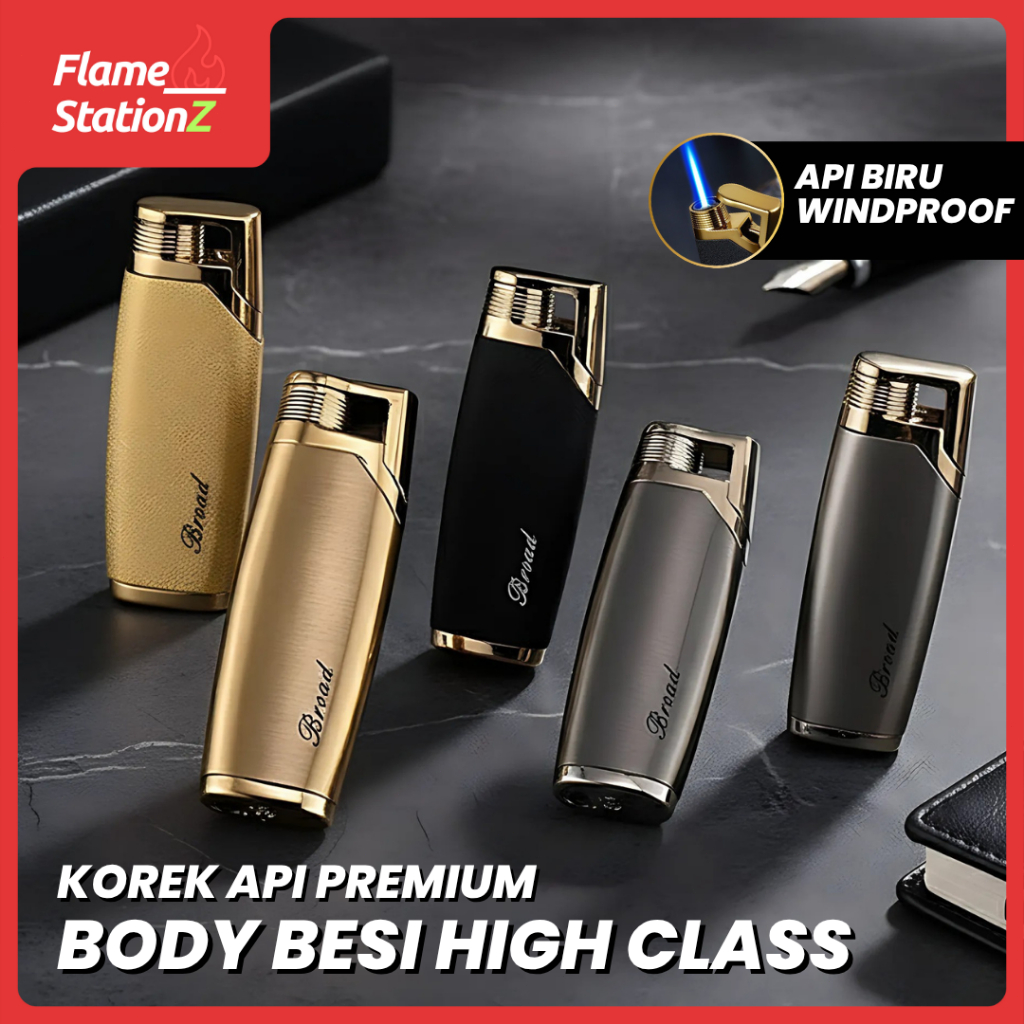 Jual Korek Api Bara Besi Korek BROAD Premium Windproof/TAHAN ANGIN Body ...