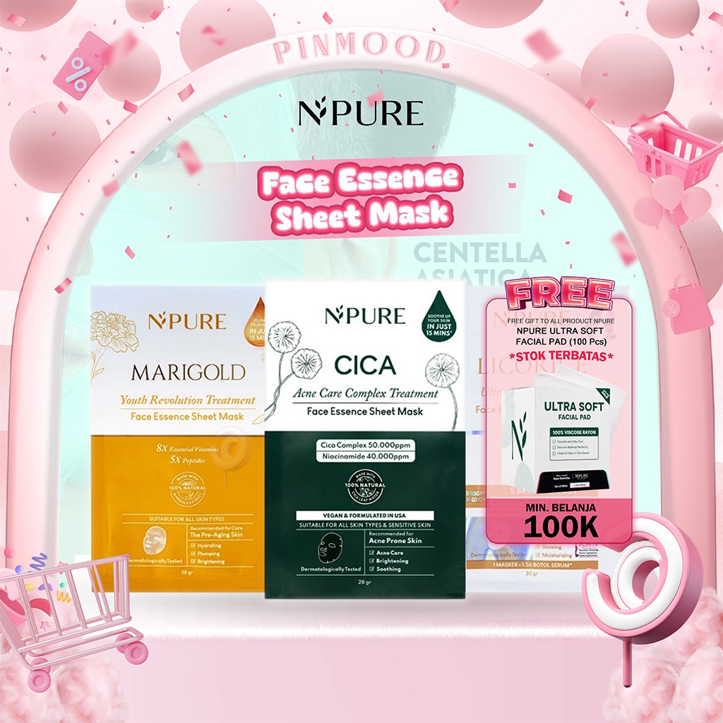 Jual NPURE - FACE ESSENCE SHEET MASK - Masker Wajah Treatment Cica Acne ...