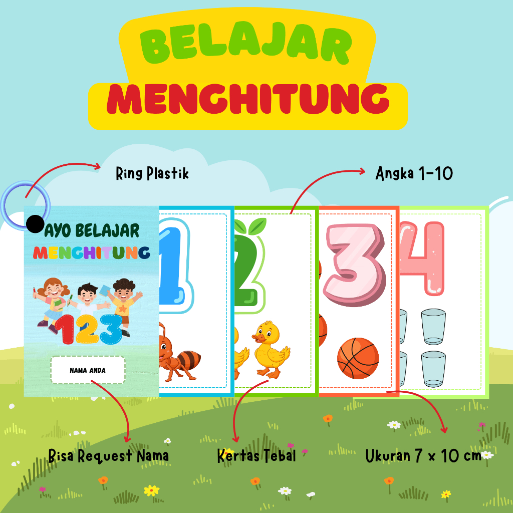Jual FLASHCARD ANGKA 1-10 EDUKASI ANAK TEBAL LAMINATING | Shopee Indonesia