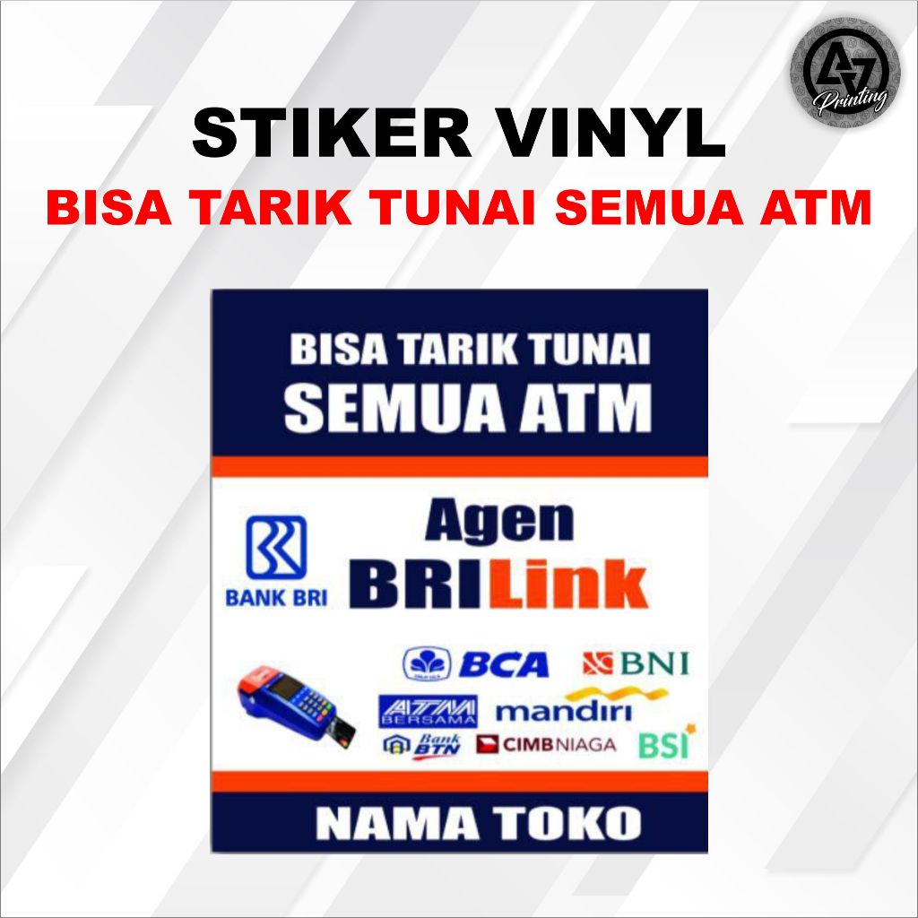 Jual STIKER VINYL AGEN BRI LINK BISA TARIK TUNAI SEMUA ATM | Shopee ...