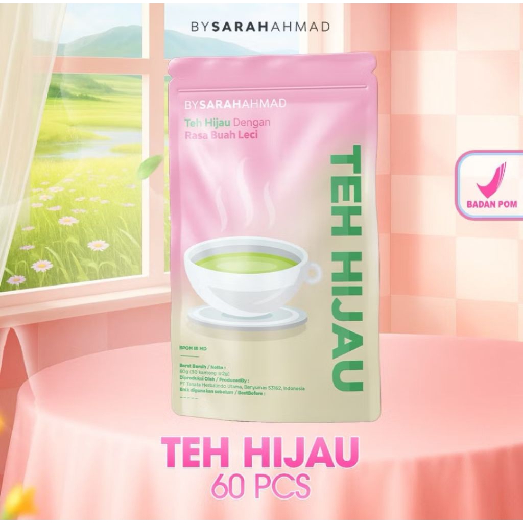 Jual TEH HIJAU ISI 60 PCS BY SARAH AHMAD TEH HIJAU RASA LECI BY ...