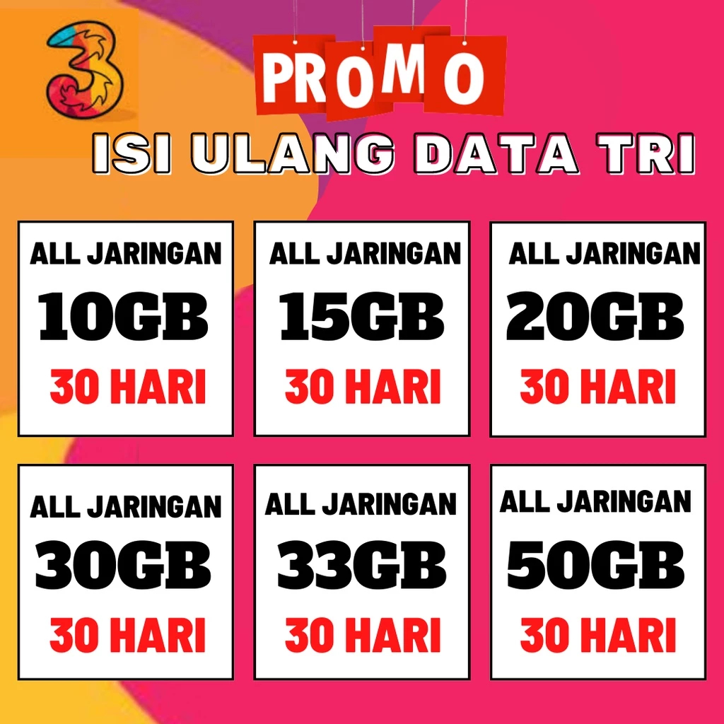 Jual Tri Paket Happy Kuota Murah Bonus 1-30 Hari || Tri Happy HARIAN ...