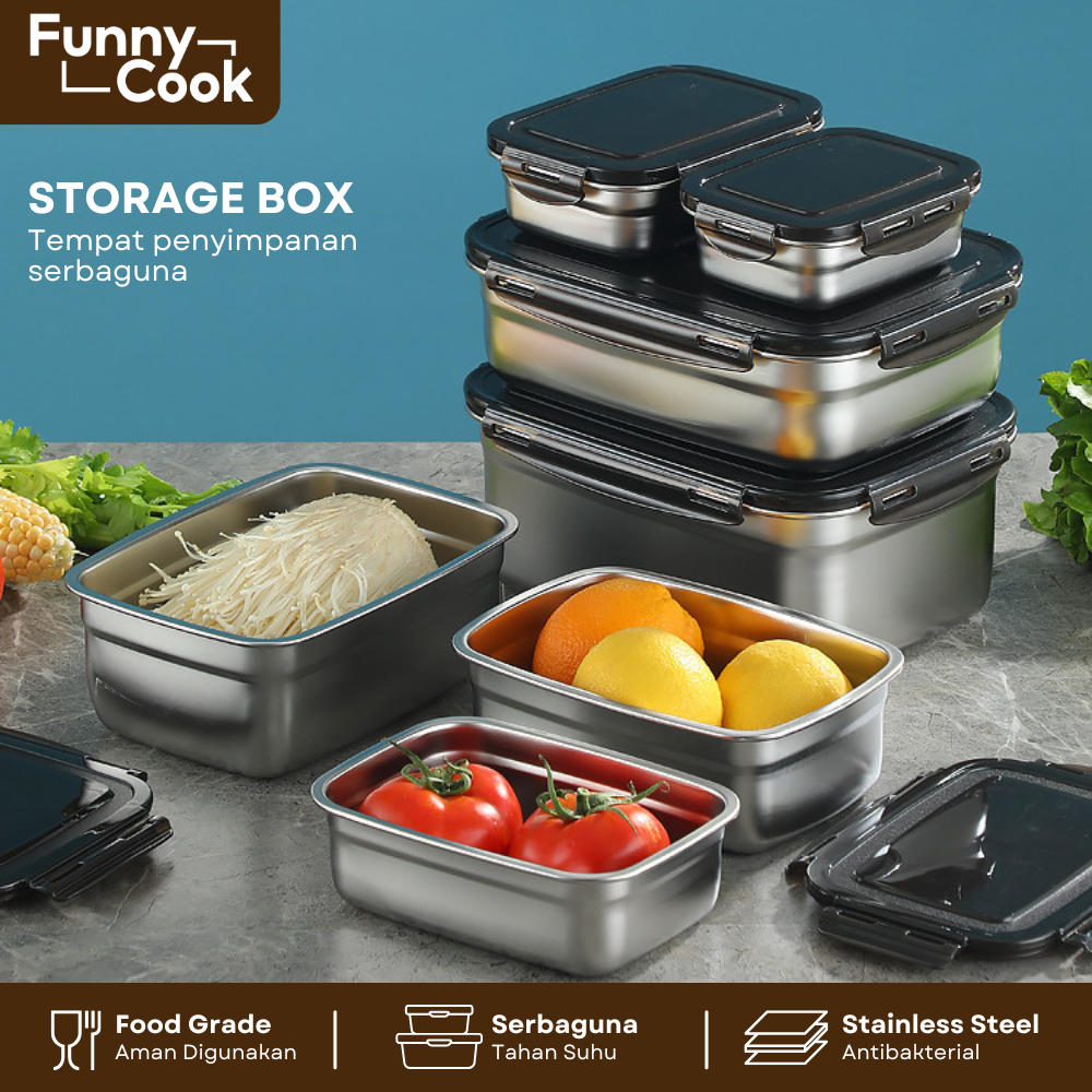 Jual FUNNYCOOK Kontainer Makanan Stackable Tempat Penyimpanan Serbaguna ...