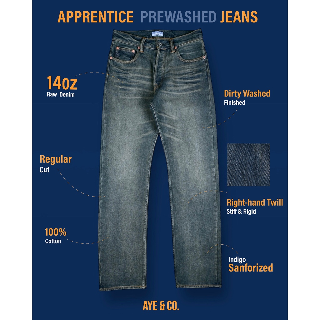 Jual AYE & CO - Apprentice Prewashed Regular Straight Jeans | Shopee ...