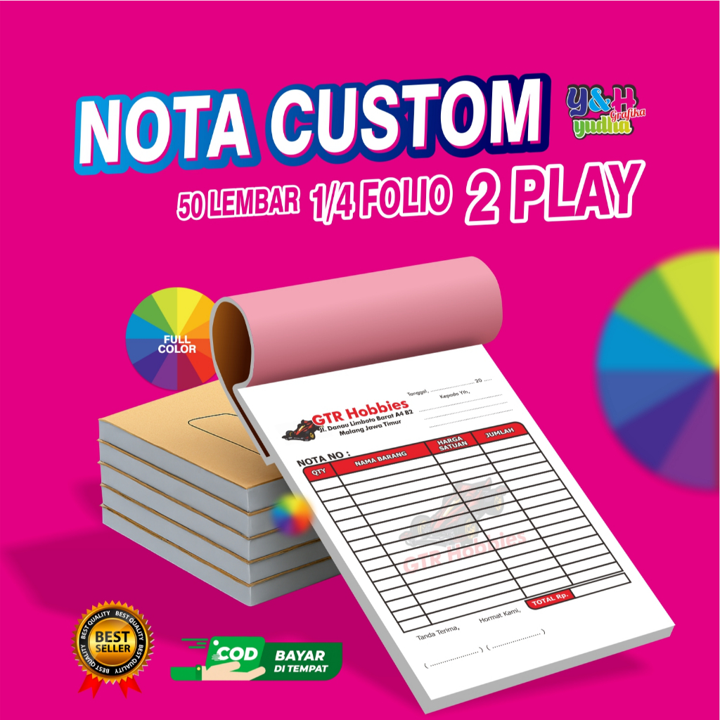 Jual Nota Costum 1/4 2 ply Nota geratis dsain murah nota geratis dsain ...