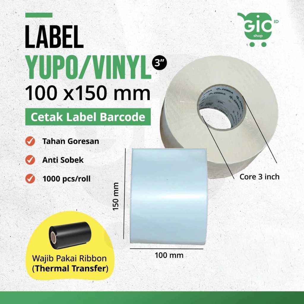 Jual LABEL YUPO 100X150mm / Label 100x150 core 3 inch / LABEL STIKER ...