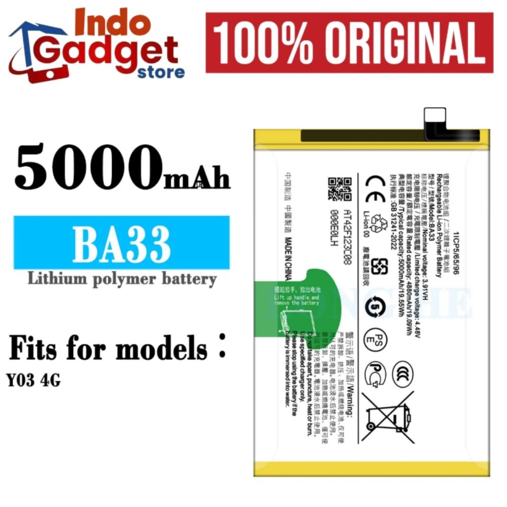 Jual Baterai Batre Vivo Y03 / Y18 BA33 Batu Batrei Batrai BA 33 Battery ...