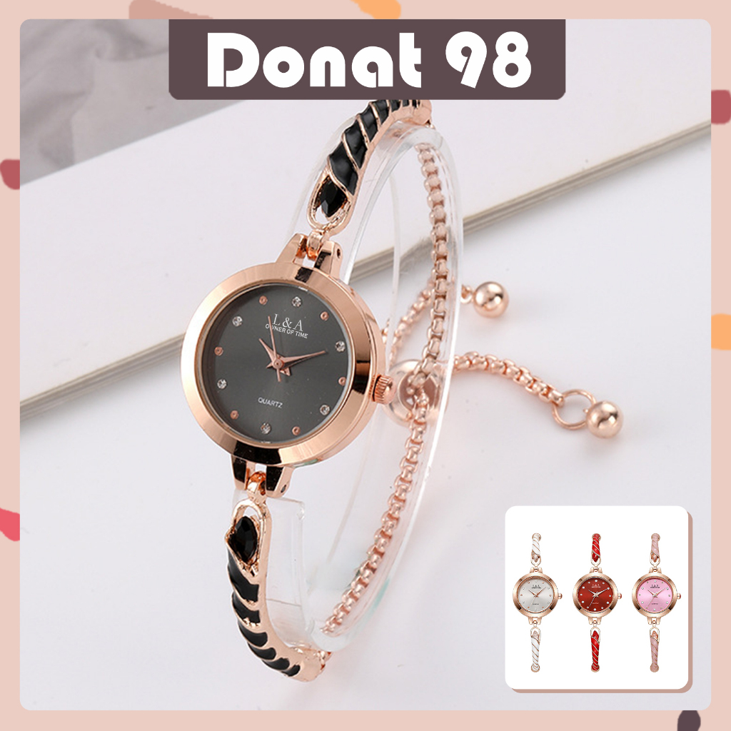 Jual Jam Tangan Serut Wanita Simple Permata Mewah Analog Quartz Watch ...