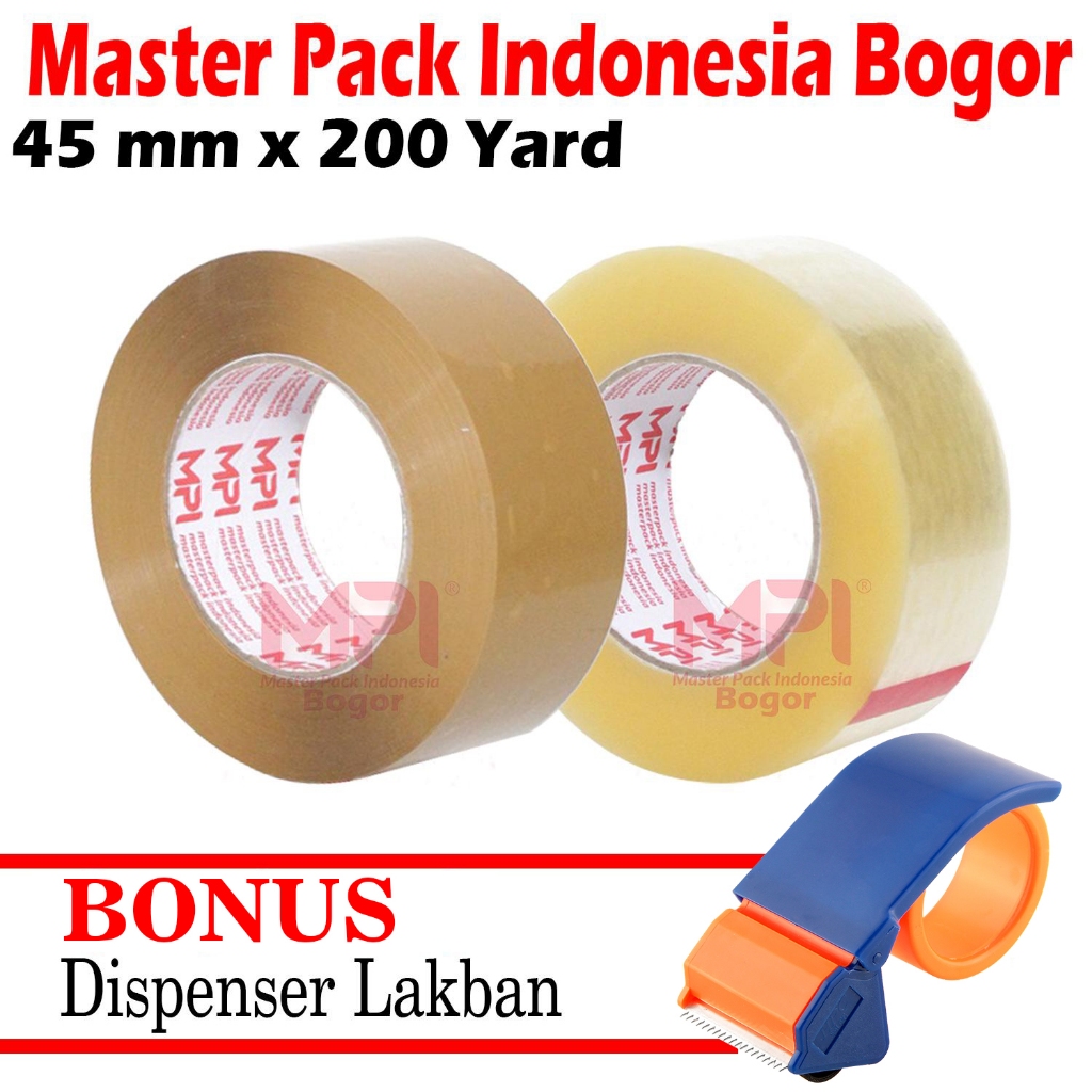 Jual [ GRATIS DISPENSER ] Lakban Bening & Lakban Coklat JUMBO MPI 45 mm ...