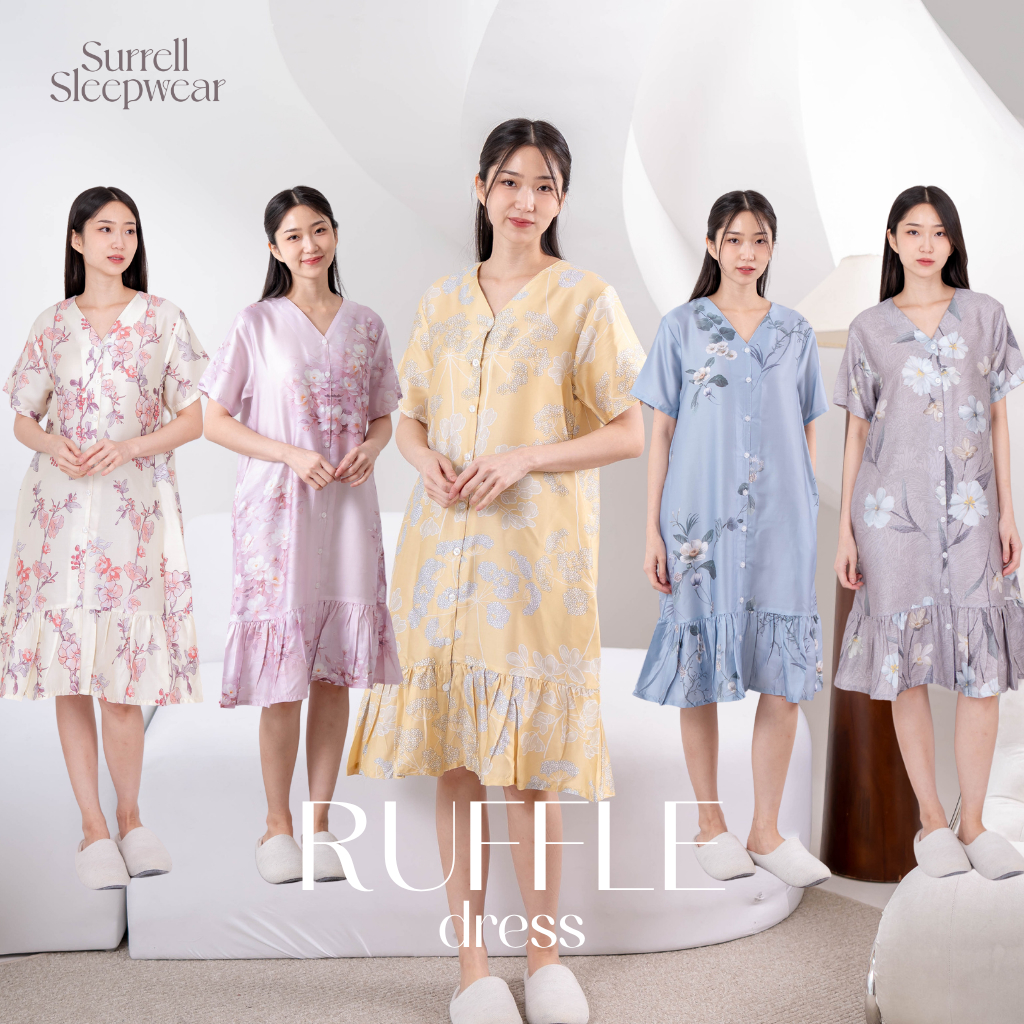 Jual Surrell Sleepwear | RUFFLE DRESS Part 2 ORGANIC SILK Dress Daster ...